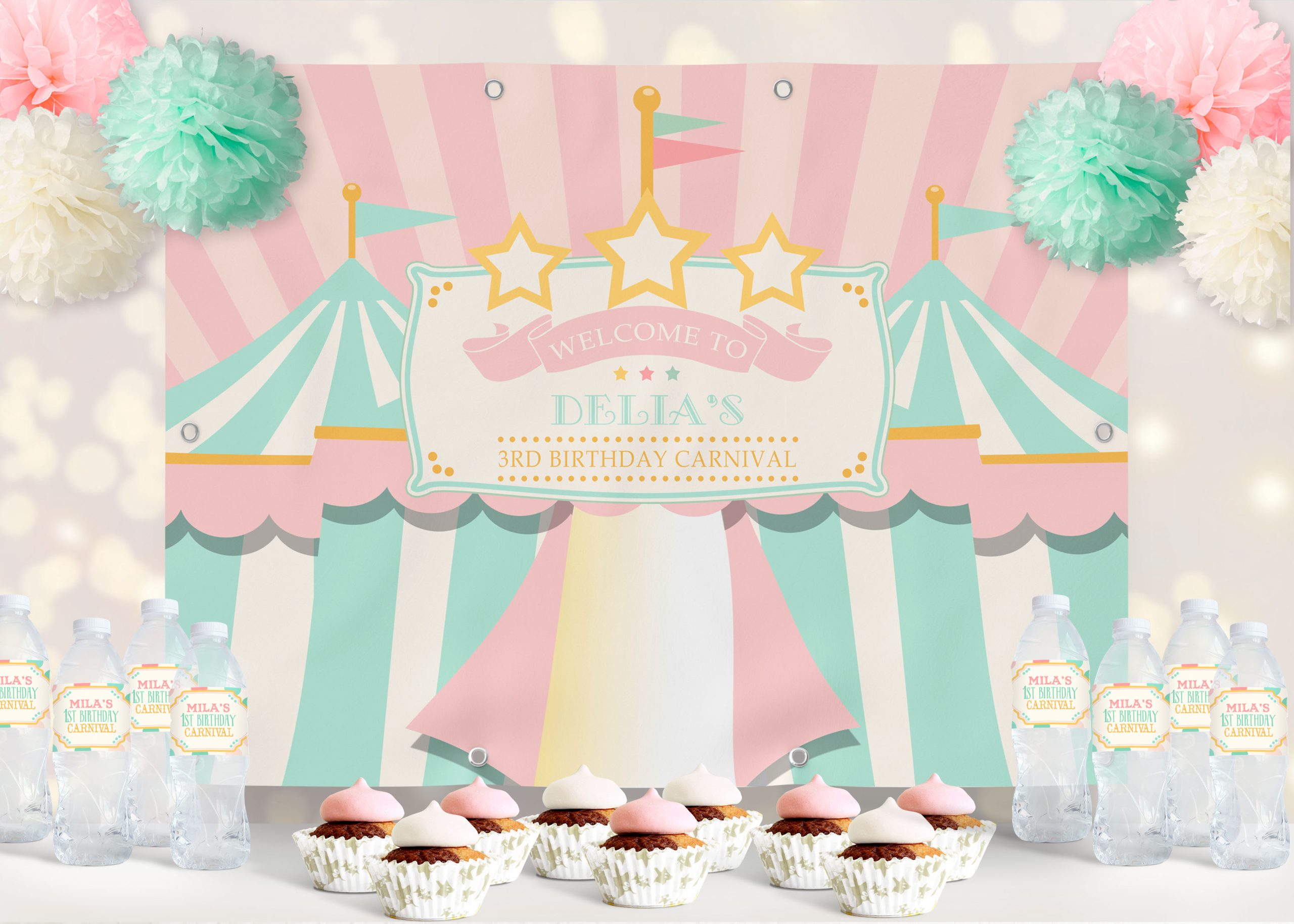 Printable Pink & Mint Circus/Carnival Backdrop - Anna & Ivey Design Co