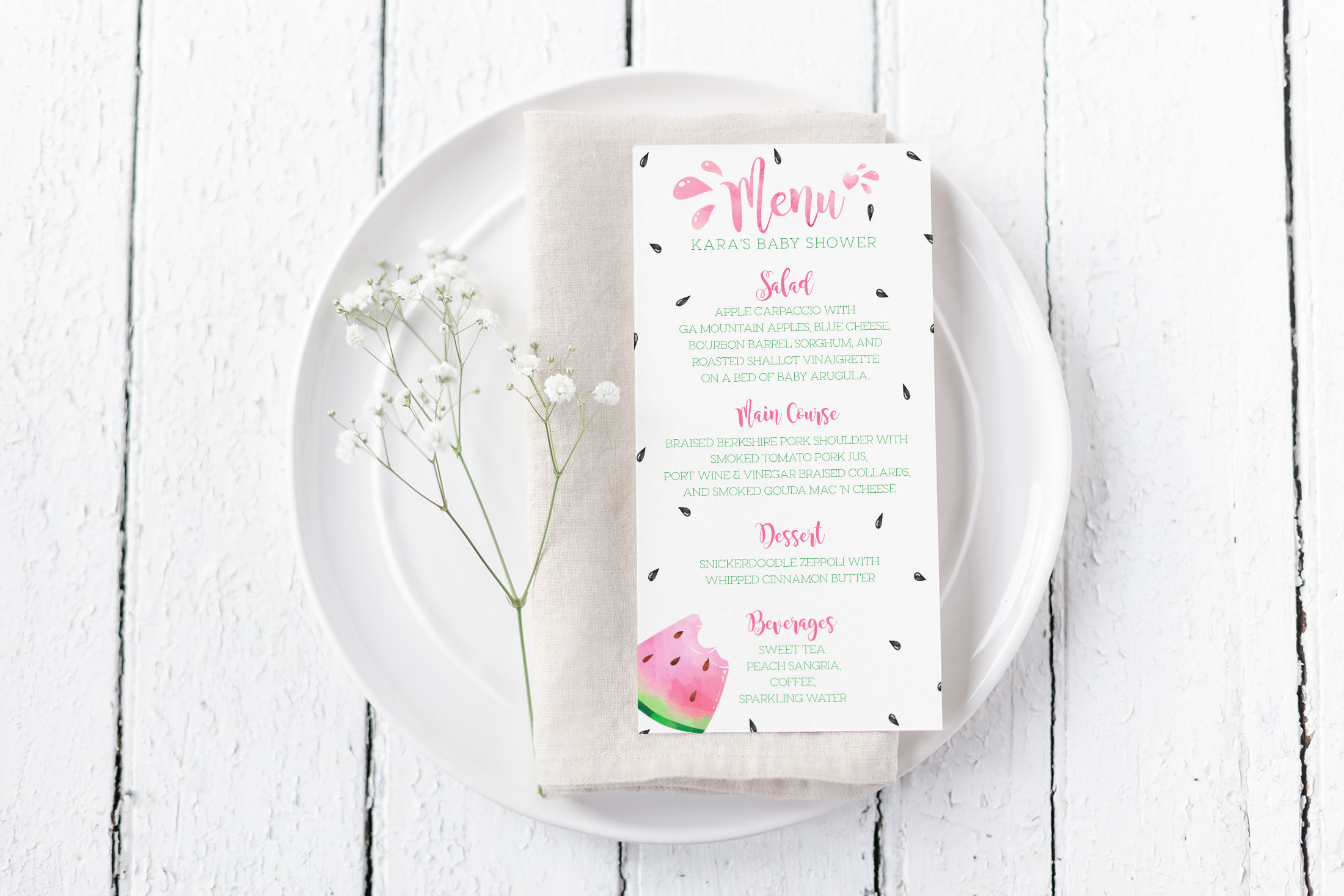 Printable Watermelon Menu Cards - Anna & Ivey Design Co