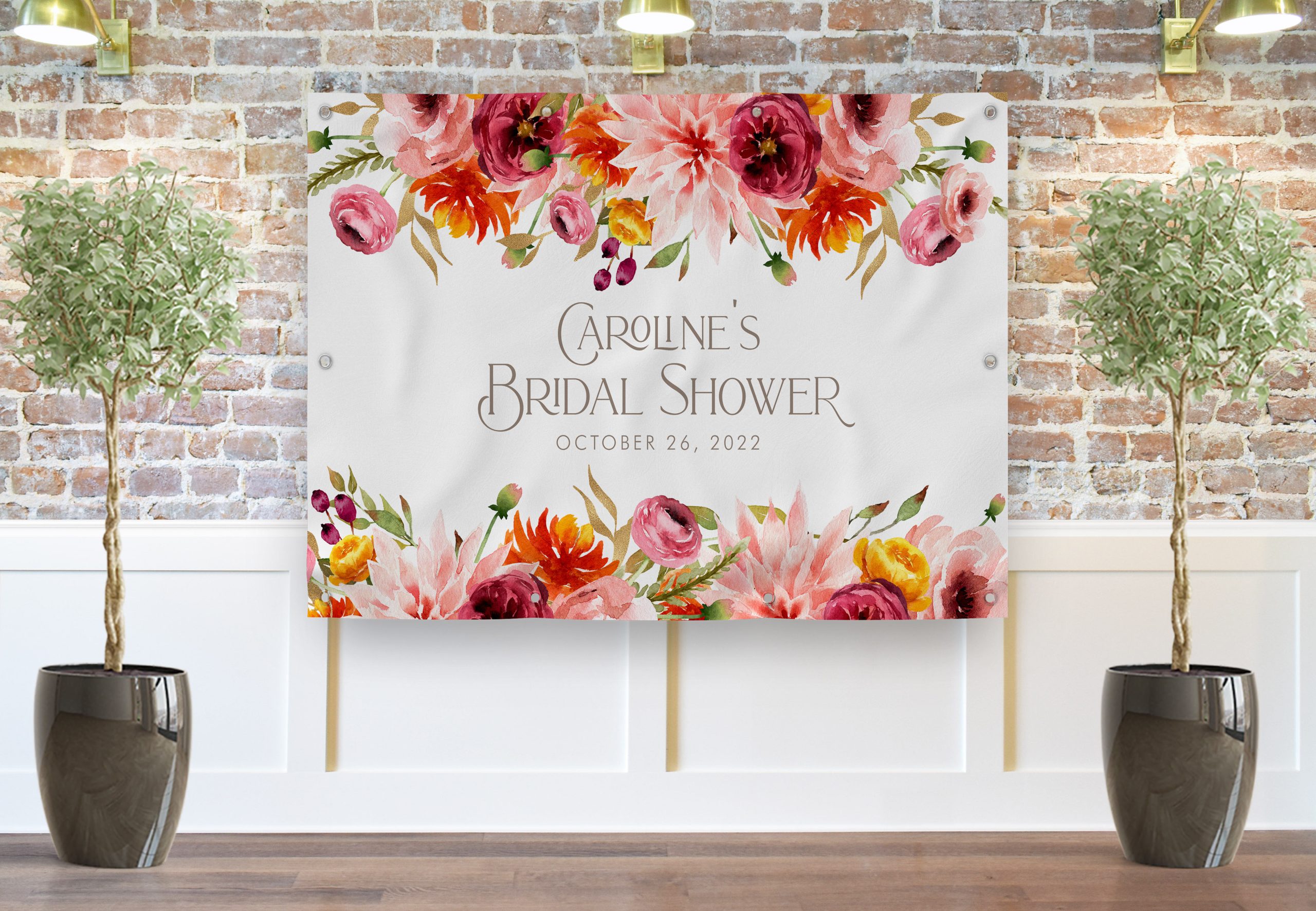 Printable Fall Floral Bridal Shower Backdrop- 4' x 6' - Anna & Ivey ...