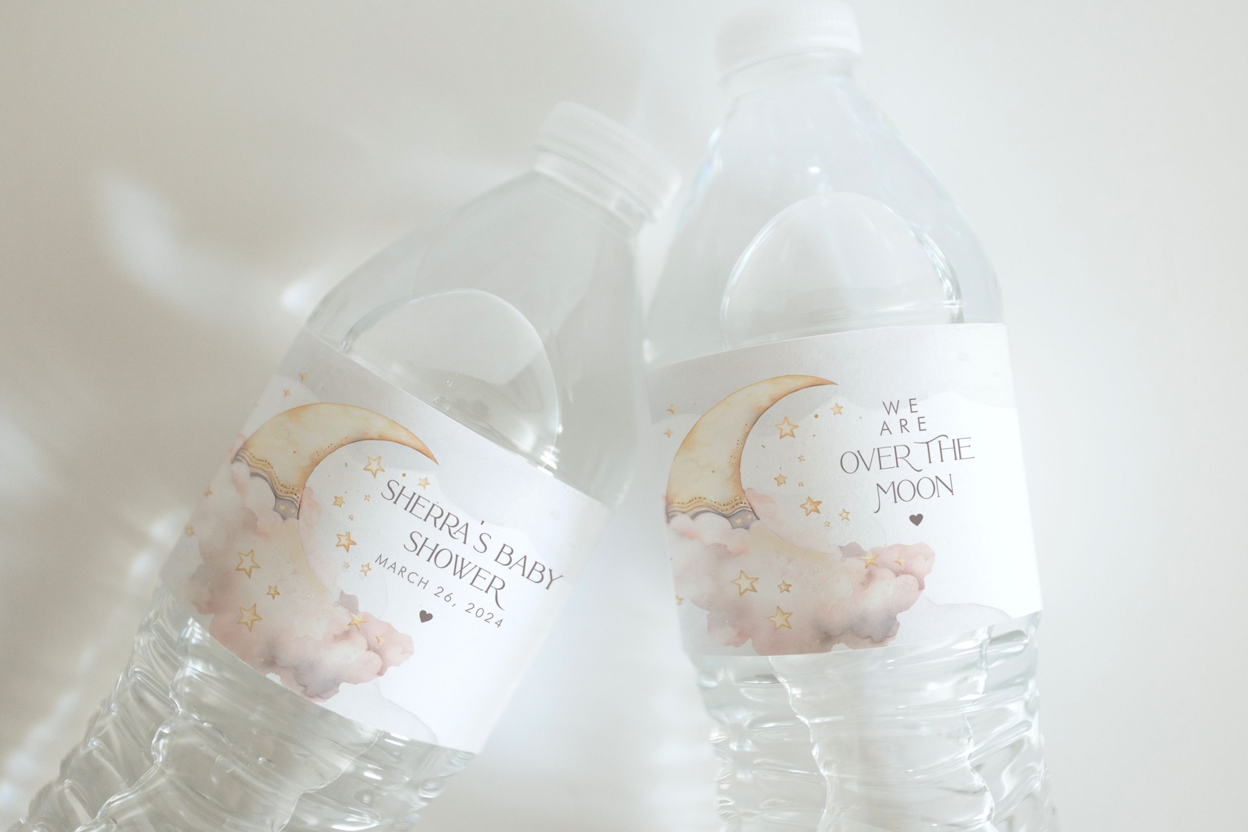 Printable Over the Moon Drink Labels- Pink - Anna & Ivey Design Co