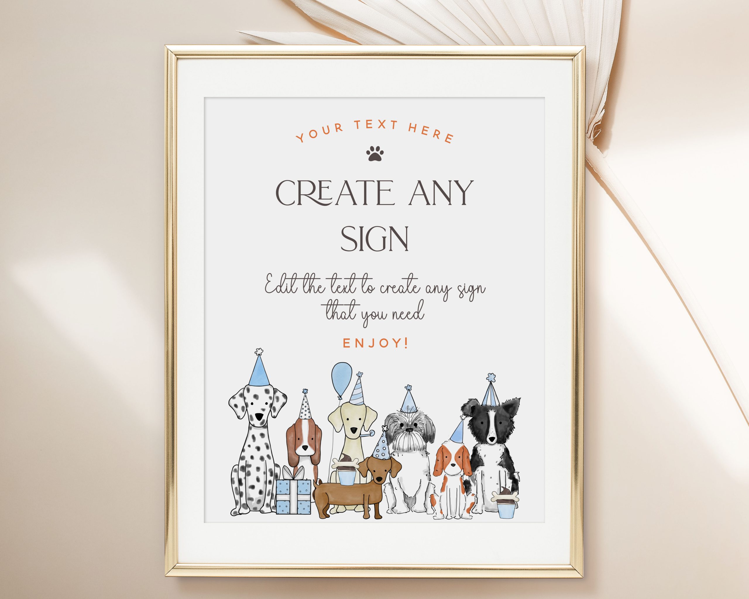 Printable Let's Pawty DIY Sign- Blue - Anna & Ivey Design Co