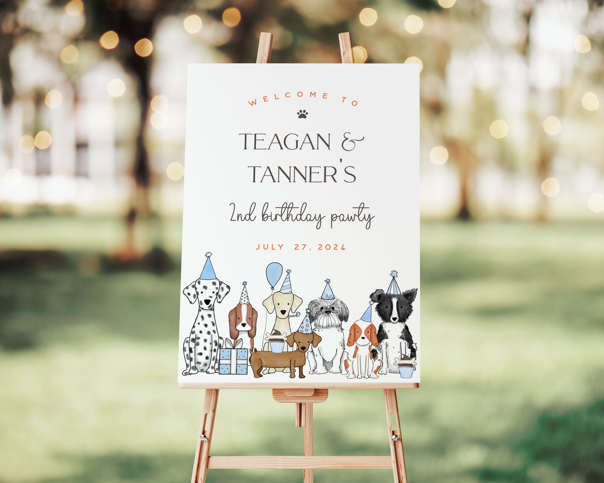 Printable Let's Pawty Welcome Sign- Blue