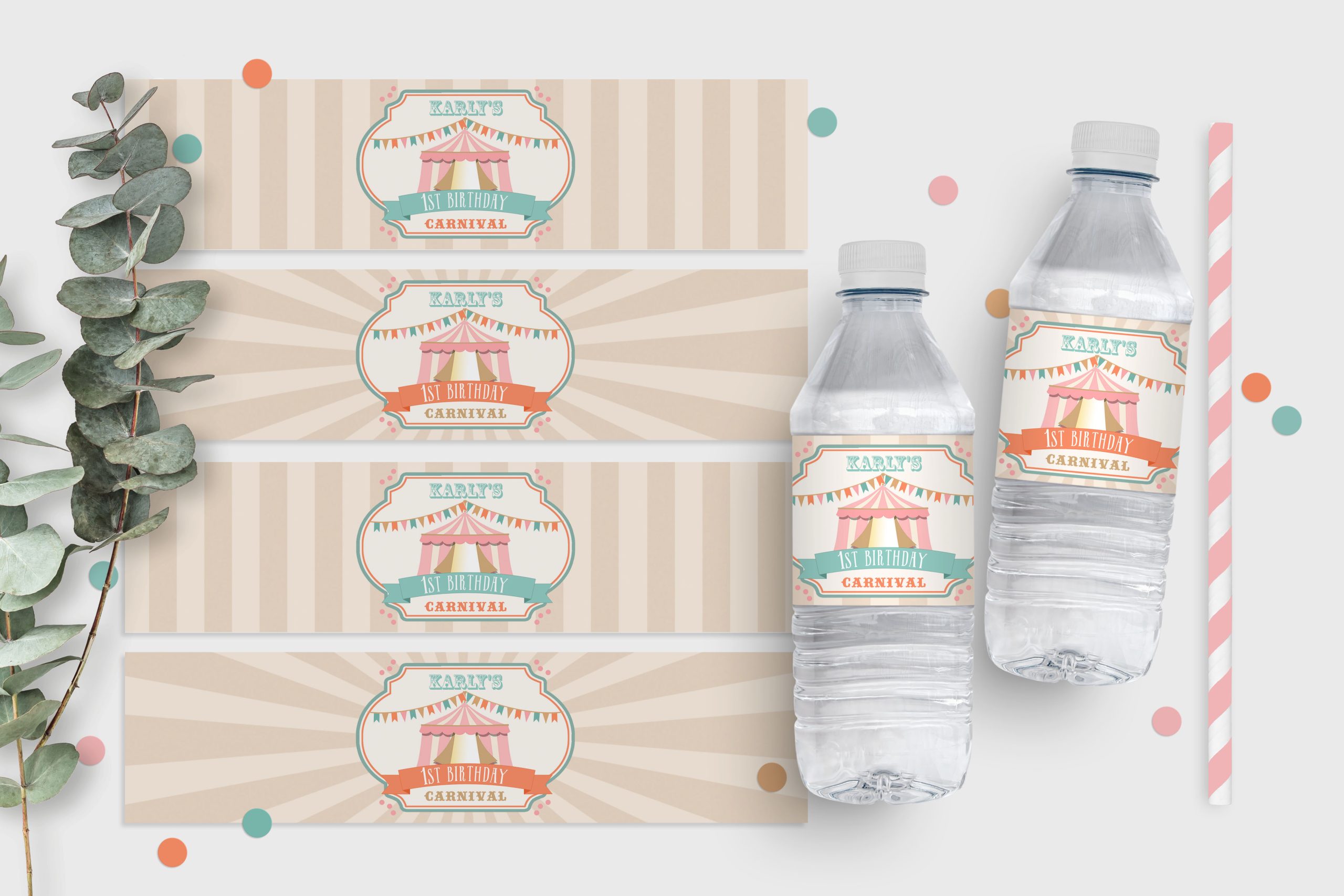 Printable Pink Boho Circus Drink Labels - Anna & Ivey Design Co